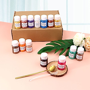 ZOCONE Mica Powder for Epoxy Resin, 42 Colors 0.35 oz (10g) Each Jar Mica Pigment Powder 11 PCS Spoons, Colors Mica Powder for Soap Making, Candle Making, Bath Bomb, Nail Art, Slime, Craft Projects