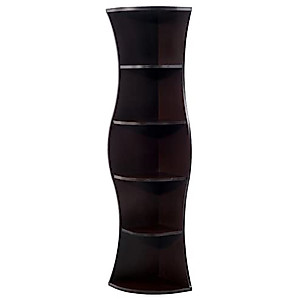 PayLessHere Contemporary Corner Shelf 5 Tier Corner Bookcase Wood Display Shelf for Home Office, Living Room, Bed Room,Walnut