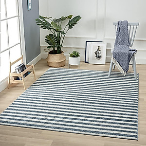 LUXE WEAVERS Daphnes Collection 2800 Navy 5x7 Moroccan Lines Area Rug
