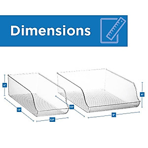 4 Pack Refrigerator Organizer Bins, Pop Soda Can Dispenser and Water Bottle Organizer Set for Fridge, Freezer, Kitchen, Countertops, Cabinets - Clear Plastic Pantry Beverage Holder Storage Rack