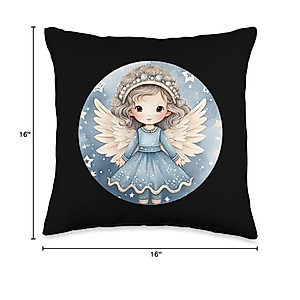 Blue Winter Accessories For Women Cute Christmas Angel Throw Pillow