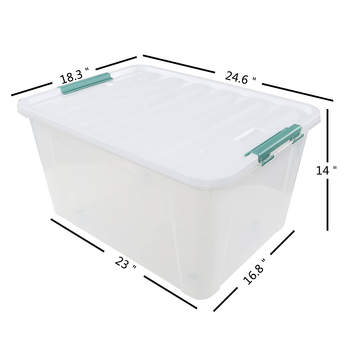 Uumitty 4-Pack 85 Quart Large Clear Storage Bins, Stackable Plastic Storage Latches Box/Containers with Wheels