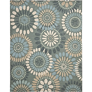 SAFAVIEH Jardin Collection Area Rug - 10' x 14', Grey & Blue, Handmade Floral Wool, Ideal for High Traffic Areas in Living Room, Bedroom (JAR455A)