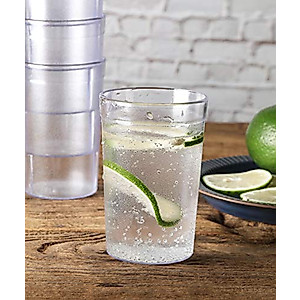 New Star Foodservice 46649 Tumbler Beverage Cup, Stackable Cups, Break-Resistant Commercial SAN Plastic, 8 oz, Clear, Set of 12
