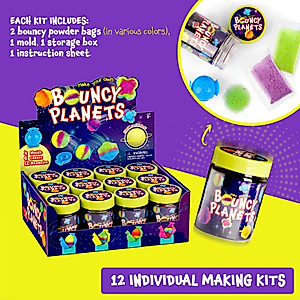 XXTOYS Make Your Own Bouncy Balls Craft Kit for Kids, Crystal Power Balls Glow Magic Balls, 12 Individual Kits, Science Birthday Party Favors, Fun DIY Arts and Crafts for Kids STEM Projects Gifts