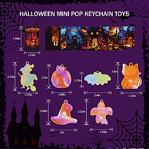 30 PCS Halloween Pop Fidget Toys Glow In The Dark, Halloween Party Favors Supplies for Kids 4-8 8-12,Relieves Stress Anxiety Toys Pop Keychain Bulk,Classroom Rewards