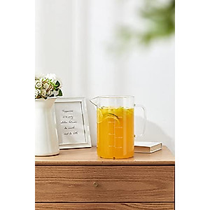 Glass Water Pitcher with Scale Line, Dinner Table Pitcher, Large Serving Carafe for Water, Juice, Sangria, Lemonade, and Milk, Clear Glass Beverage Pitcher (Clear, 85 oz)