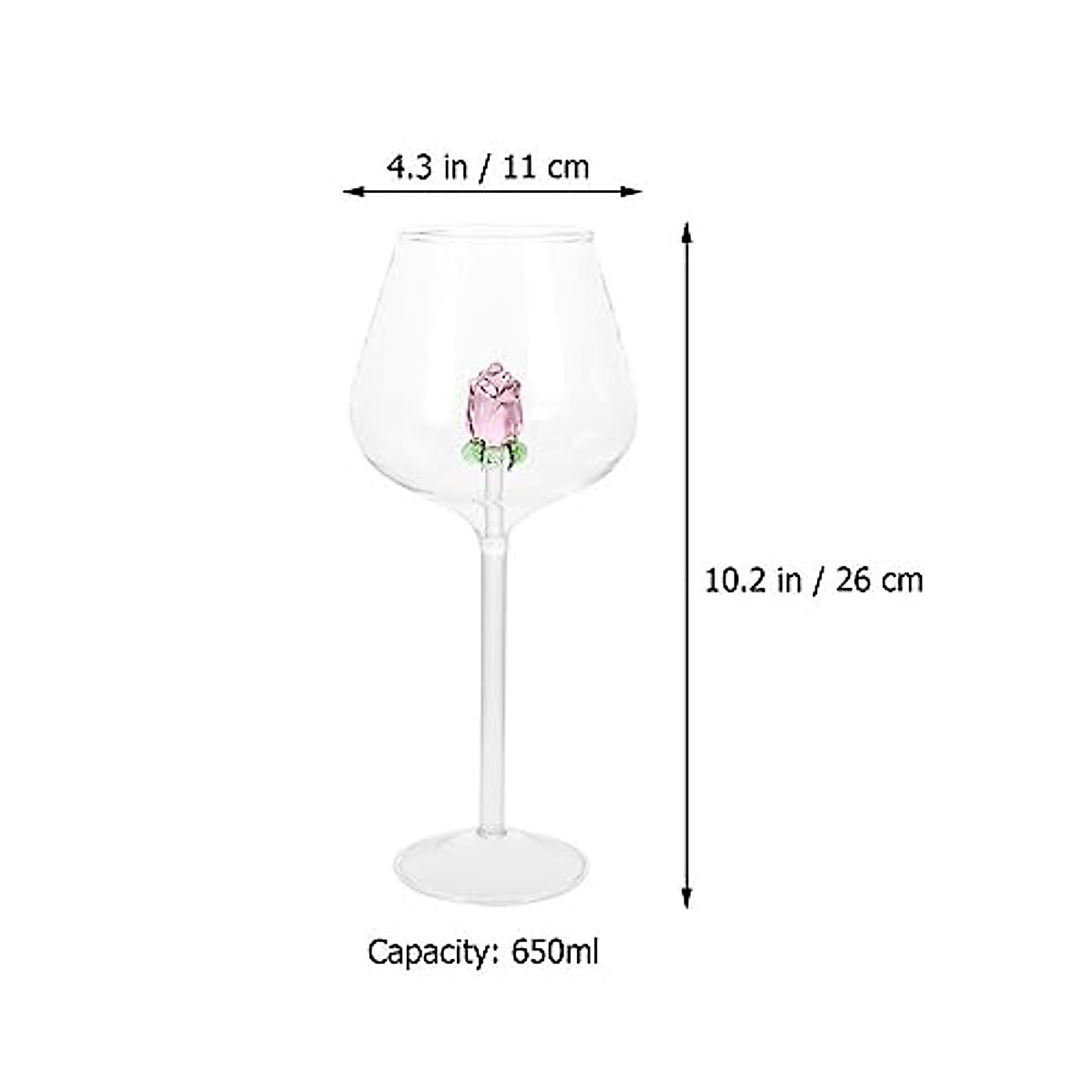 Kichvoe Glass Tumblers 2pcs Rose Glasses Glass Wine Glasses Party Drinks Goblet Glass Cups Decorative Cups Clear Goblet Good Looking Decorate Girl Rose Wine Glass