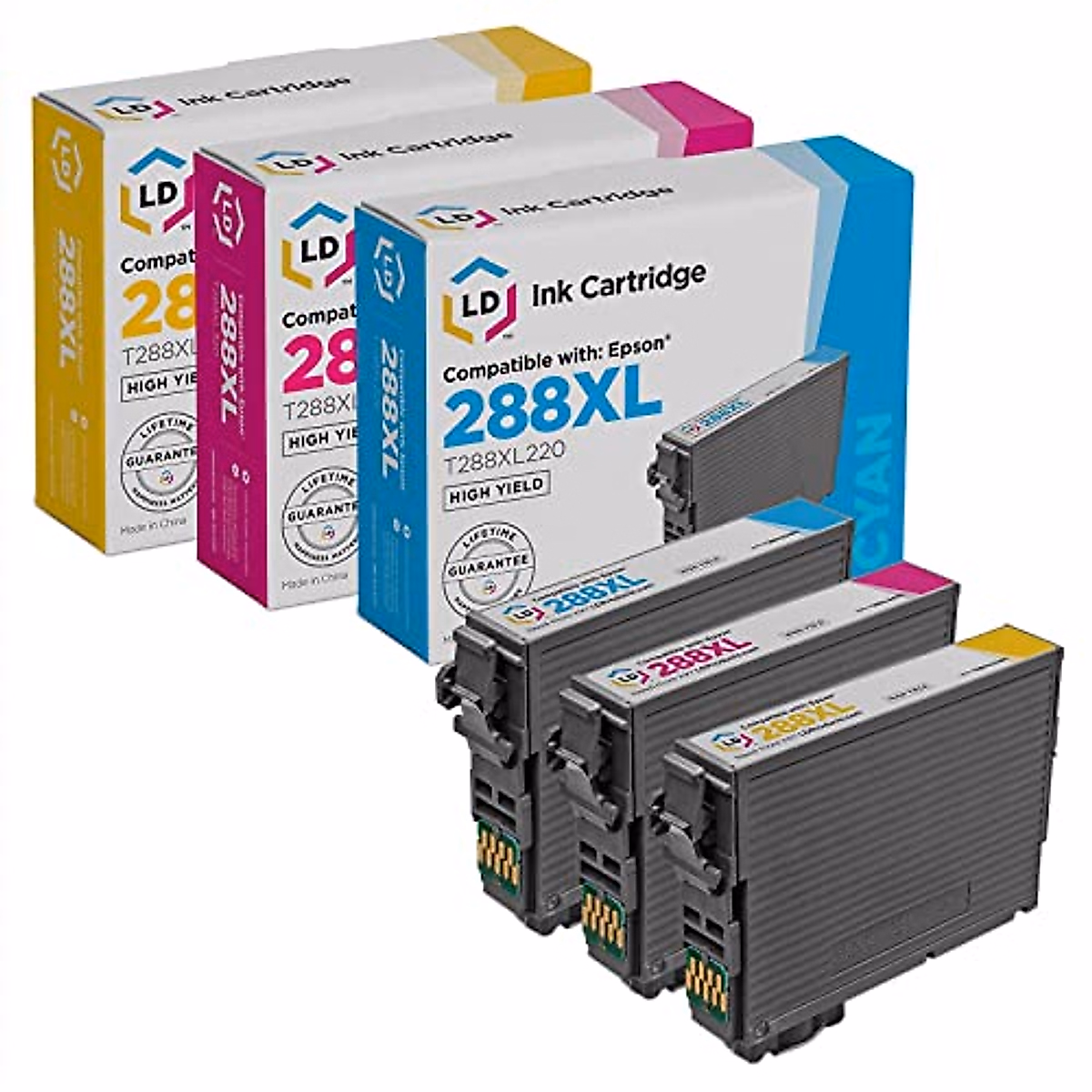 LD Products Remanufactured Ink Cartridge Replacements for 288 XL Epson 288XL Ink Cartridges High Yield for use in Epson XP446 Expression XP 440 XP330 XP340 XP430 (Cyan, Magenta, Yellow, 3-Pack)