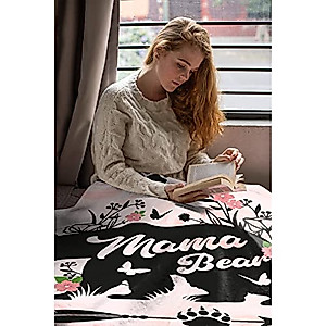 Tuxhhzdda Mama Bear Blanket and Throw, Gifts for Wife Xmas, Gift to Mom, Moms from Daughter, Super Soft Adorable Fleece Blanket for Sofa Outdoor Size:80x60 Inches