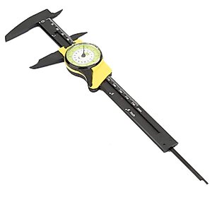 Depth Gauge Plastic Dial Vernier Caliper Professional Micrometer High Precision Measuring Tools with Round Dial for Machinists Woodworkers Craft(Yellow)