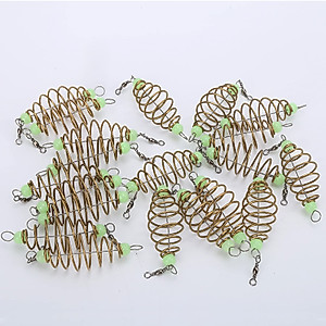 Dilwe Spring Bait Cage, Olive Shape Spring Fishing Tackle Bait Copper Alloy Coil Inline Feeder Lures Cage