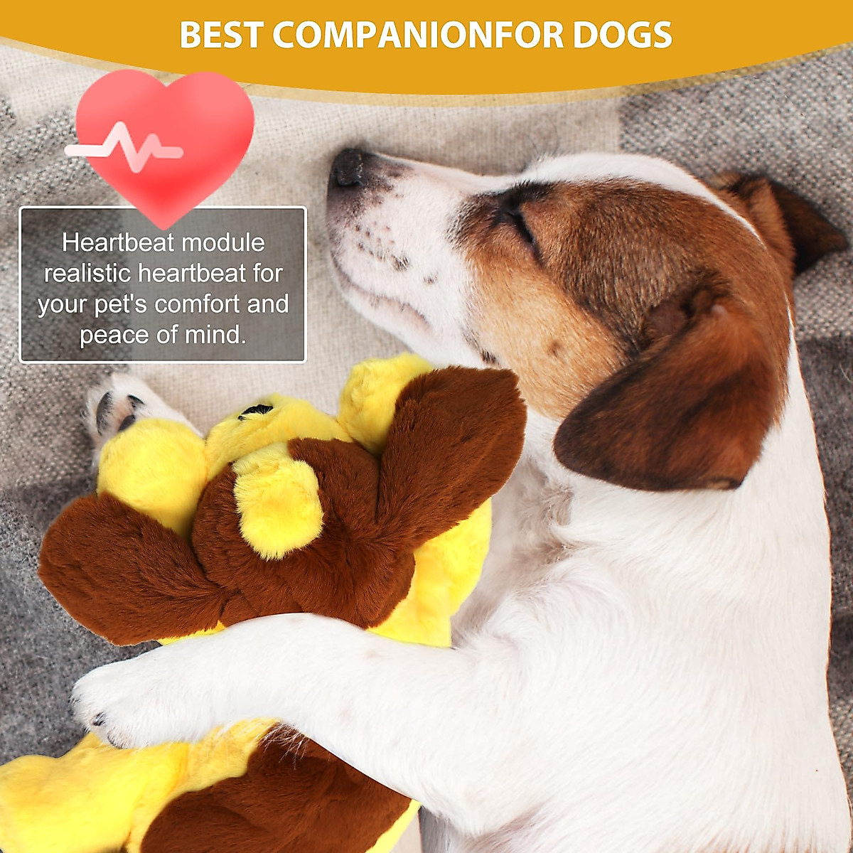OKAMDERT Puppy Heartbeat Toy for Anxiety Relief Soft Comfortable Heartbeat Puppy Toy Calming Aid Heartbeat Plush Toy Dog Behavioral Aid Toy Heartbeat Stuffed Animal Dogs Heartbeat Simulator Yellow