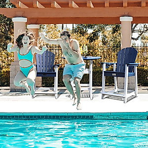 YUSSJI Tall Adirondack Chairs Patio Bar Tables Set of 5 Weather Resistant HDPE 35" Round Outdoor Bar Adirondack Barstools Plastic Height Table Pub, for Garden, Backyard, Yard, Pool, Fire, Pit