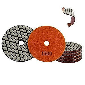 10Pcs 4 Inch Dry Diamond Polishing Pads Grit 1500 for Granite Marble Stone Concrete Travertine Marble Glass Granite Stone Polishing (Grit 1500)