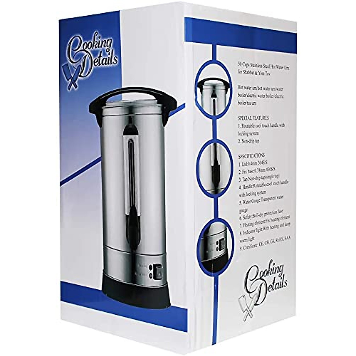 Shabbat Hot Water Urn Boiler with Double Wall Stainless Steel Design for Maximum Insulation with 8L/50 Cup Capacity Of Boiling Hot Water with automatic keep warm function.