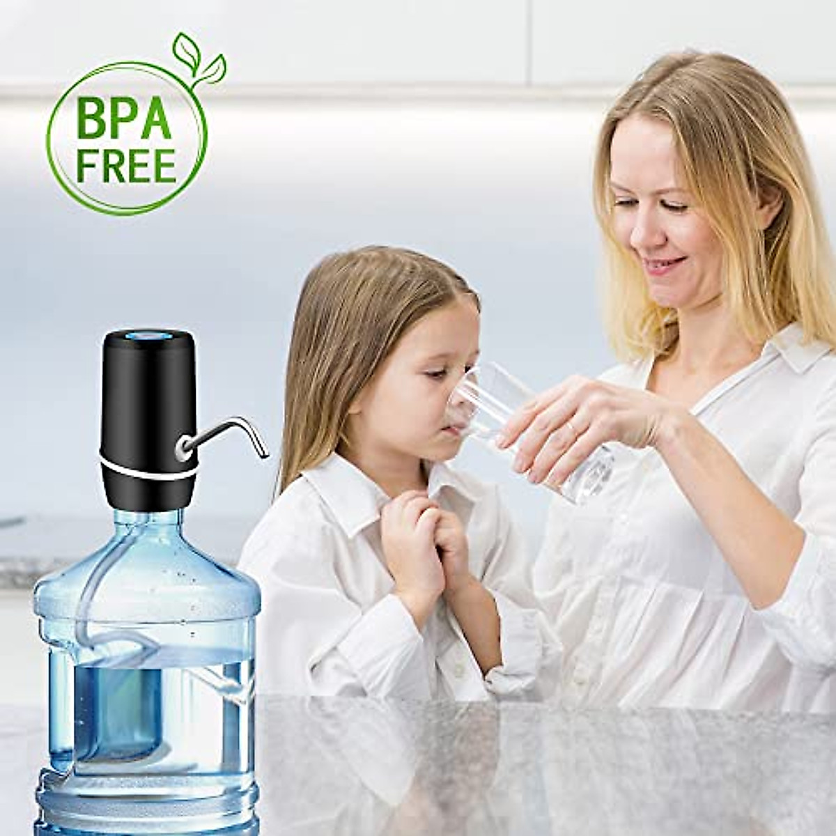 Water Dispenser for 5 Gallon Bottle, Electric Drinking Water Pump Portable Automatic Water Pump for Camping, Kitchen, Home, Office, Car, Fits for Indoor and Outdoor(Black)