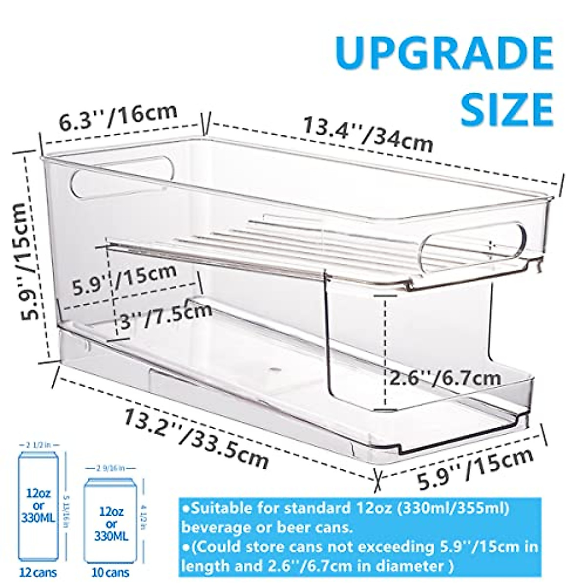 Xicennego Stackable 16oz Energy Drink Can Tall Cans Storage Organizer and Refrigerator Soda Can Holder for Standard 12oz Cans