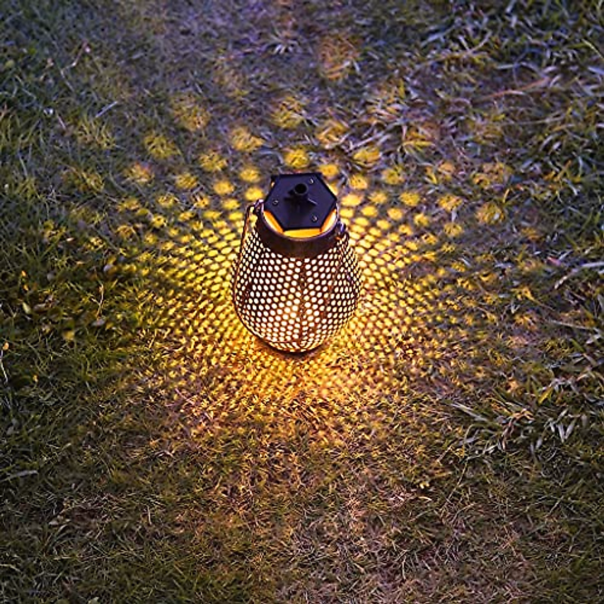 DJASM 2 Pieces Retro Wrought Iron Solar Led Lantern Outdoor Waterproof Hanging Lamp Light Control Induction Home Garden Lawn Landscape Lighting