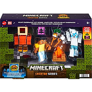 Mattel Minecraft Game, Creator Series Action Figures and Accessories, Camp Enderwood Steve and Mob Figures, Collectible Gift for Kids