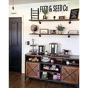 LuckIn Pipe Shelf Brackets for DIY 8 10 12 14 Inch Floating Shelves, Industrial Iron Pipe Bracket, Heavy Duty Metal Shelving Brackets, Black, 6-Pack