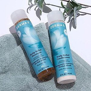 DERMA E 8oz Shampoo and 8oz Conditioner Set - Psorzema Herbal Blend for Irritated, Itchy Scalp and Dandruff Relief
