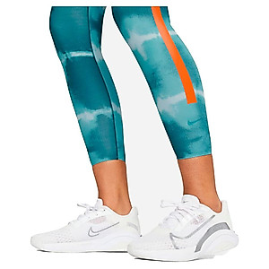 Nike Women's Mid Rise 7/8 One Luxe Leggings (US, Alpha, Small, Regular, Regular, Ash Green/Rush Orange/Clear)