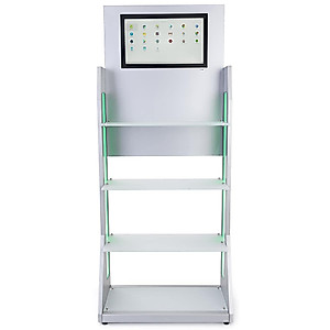 Displays2go LED Gondola with Digital Screen, Built-in Speaker, Four Shelves - Silver (SMFSDDSLED)