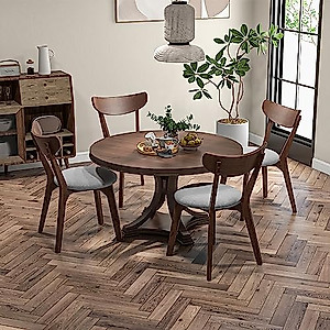 ERGOMASTER Dining Chairs, Set of 2 Walnut Wood Chairs with Curved Back for Home, Kitchen, Dining Room, Restaurant