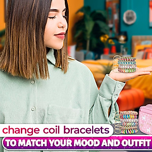 10Pcs Spiral Wrist Coil Key Chain - Wrist Coil Keychain Coil Bracelet Key Chain Wristlet Bracelet for Keys Key Chain Bracelet Coil Bracelets with Key Ring - Wrist Key Holder Stretchy Keychain Bracelet