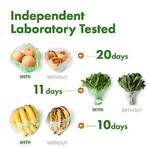 YoojungLab Green, Food Storage Bags, 14.17" 18.11" 100bags, Keep Fresh Produce Bags, Food Saver Storage for Fruits, Vegetables, Flowers, BPA FREE, HDPE, Green-Bag, Plastic Bread Bags, Eco-Friendly