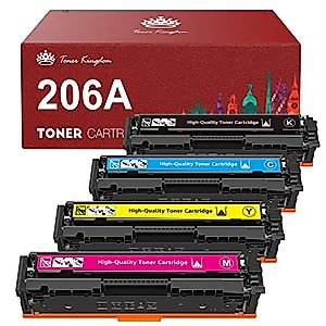 Toner Kingdom Compatible Toner Cartridge Replacement for HP 206A 206X W2110X W2110A to Use with HP Color Pro MFP M283fdw M255dw M283cdw M283 M255 M282nw (Black Cyan Yellow Magenta, 4-Pack)