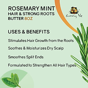 Sunny Isle Rosemary Mint Hair and Strong Roots Butter 8oz | Infused with Biotin & Jamaican Black Castor Oil | Strengthen and Nourish Hair | Dry Scalp, Split Ends…