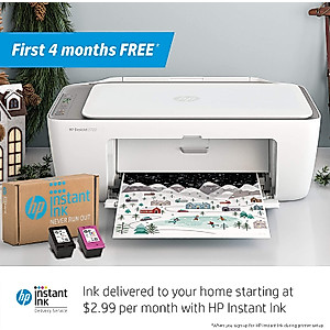 HP DeskJet 27 22 All-in-One Wireless Color Inkjet Printer, White - Print, Scan, Copy - 1200 x 1200 dpi, Flatbed Scanner, Icon LCD Display, WiFi, Bluetooth, USB Connectivity, CBMOUN Printer Cable