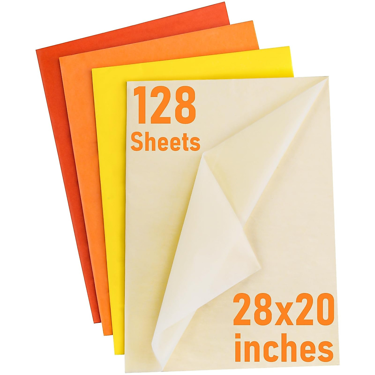 Shindel 128 Sheets Orange Tissue Paper, 28Inch Thickened Tissue Paper Bulk Gift Wrapping Paper for DIY Crafts Thanksgiving Autumn Gift Box Decoration