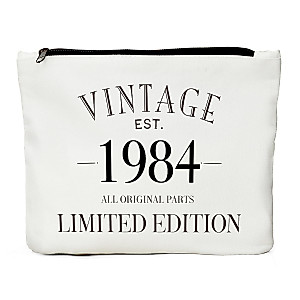 40th Birthday Gifts for Women, 40th Birthday Decorations Present - 40 Year Old Birthday Gift Ideas for Wife, Sister, Friends, Coworker, Aunt 1984 All Original Parts Limited Edition Makeup Bag