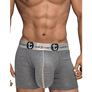 Wildmant Modal Monster Cock 5" Inseam Boxer Brief Gray (US, Alpha, Large, Regular, Regular)