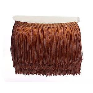 YYCRAFT 10 Yards 6 Inch Wide Tassel Curtain Fringe Trim by The Yard for DIY Sewing Crafts Clothing Curtains Decoration-Brown