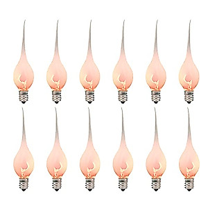 GOOTHY Silicone Dipped Flicker Flame Candle Light Bulbs, 1W Christmas Replacement Bulbs for Electric Window Candles Lamps Chandeliers Outdoor String Lights, C7/E12 Candelabra Base, 120 Volt-12 Pack