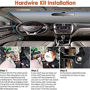 MEKNIC Dash Cam Hardwire Kit, Mini USB Hard Wire Kit 11.5ft with Acc, 12-24V to 5V 2A Car Dash Camera Charger Power Cord, Gift 4 Fuse Tap Cable with Battery Drain Protection for 24h Parking Monitor