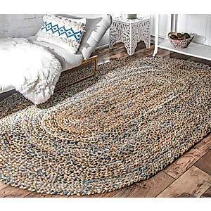 PATEL EXPORTS 2x3, 3x5, 4x6 Oval Jute Rug, Custom Size Oval Chindi Cotton Rugs, Rustic Decor,Home Decor, Rag Rug, Yoga Mat,Cotton Doormat,Area Rug,Oval Braided Rug (4x6 Oval Rug)