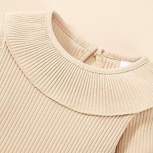 Weixinbuy Baby Girl Clothes Set Long Sleeve Ribbed Romper Top Pocket Suspender Skirt Newborn Girl Dresses Outfits