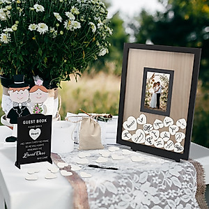 HYMENEX Wedding Guest Book Alternative, Guest Book Wedding Reception, Wedding Guest Book with Wooden Hearts Guest Book Signs for Wedding Anniversary Birthday Party Baby Shower