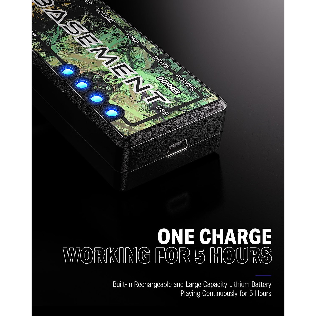 Donner Bass Guitar Headphone Amp Basement USB Rechargeable Mini Portable Bass Headphone Amplifier for Bass Guitar