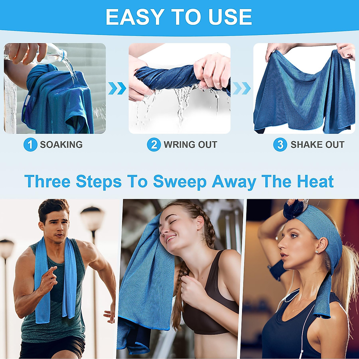 U-pick Cooling Towels for Neck and Face[40"x12"], Sweat Towel Breathable Soft, Stay Cool Chill Towel Cold Towel for Gym, Yoga, Sports, Workout, Baseball, Beach, Camping, Travel, Cruise