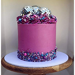 JeVenis Disco Ball Cake Decoration 70's Disco Cake Decoration Disco Ball Toppers Saturday Night Fever Party Supplies Disco Ball Dance Birthday Party Supplies