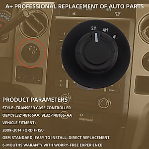 Dasbecan 4wd 4×4 Switch Knob Compatible with Ford F150 2009-2014 4 Wheel Drive Transfer Case Dash Panel Switch Replace# 9L3Z14B166AA 9L3Z-14B166-AA
