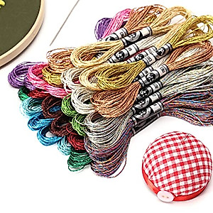 Caydo 28 Skeins Metallic Embroidery Floss Glitter Embroidery Threads Cross Stitch Thread for Friendship Bracelets DIY Embroidery Thread Crafts (14 Colors)