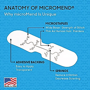 microMend Emergency Wound Closures Surgical Quality Laceration Repair Without Stitches - Think Ahead - Be Prepared- (Kit - 2 microMend Medium Devices, Gauze, Antiseptic Wipe)