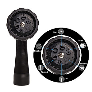 GREEN MOUNT Water Hose Nozzle Spray Nozzle, Metal Garden Hose Nozzle with Adjustable Spray Patterns, Perfect for Watering Plants, Washing Cars